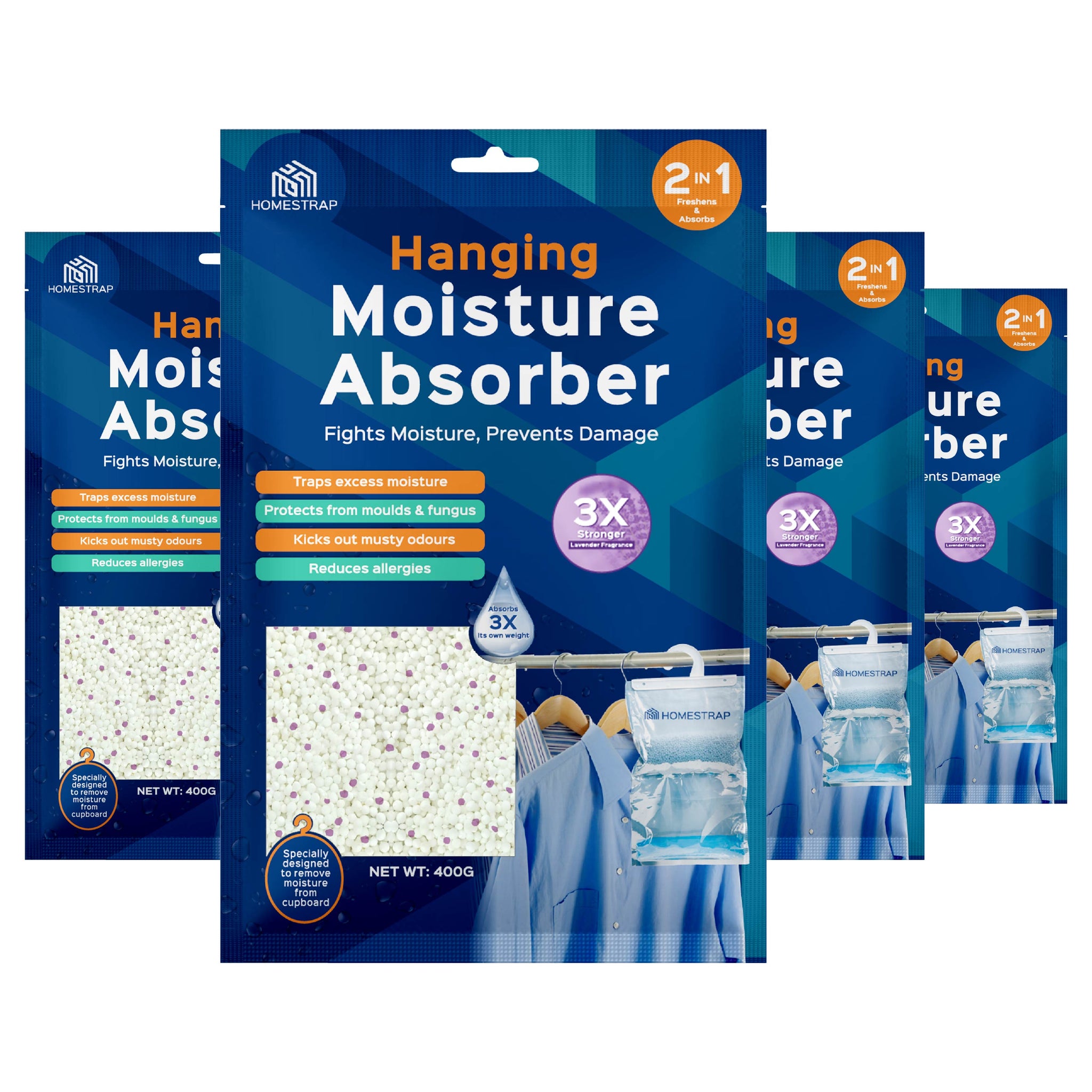 Moisture Absorber Bags – Hanging Dehumidifier for Wardrobe | Homestrap